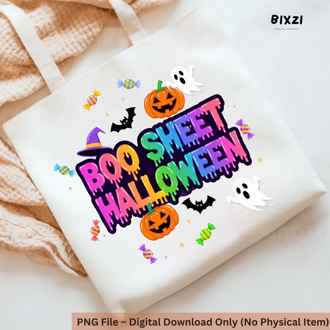 Boo Sheet Halloween PNG, Colorful Spooky Sublimation, Rainbow Drip ...