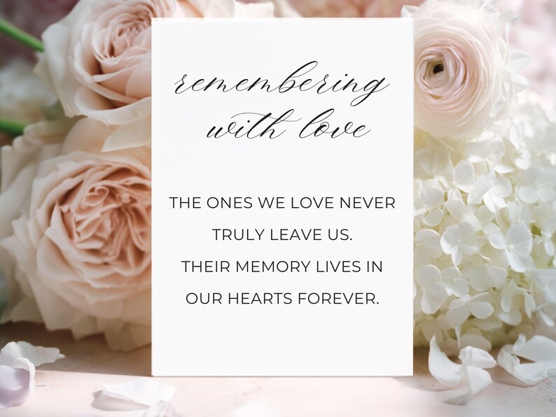 Memory Table Sign Printable “remembering With Love” 5x7 & 8x10 Wedding ...