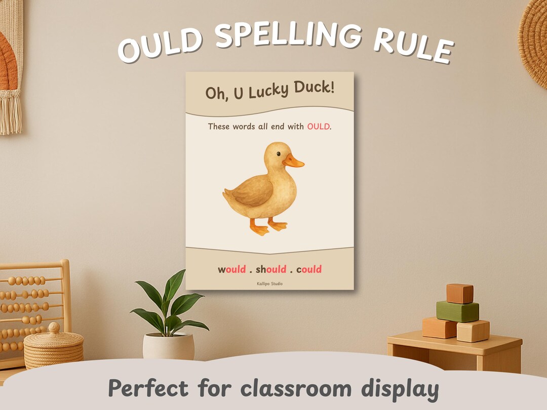 Oh U Lucky Duck Phonics Poster OULD Spelling Rule Would Could Should ...