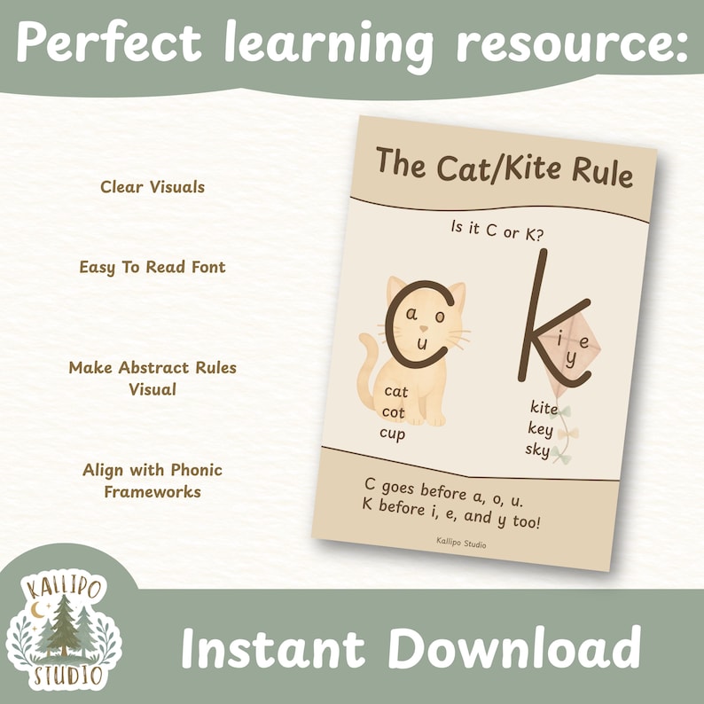 Phonics Anchor Chart Posters Cat-kite Rule & Soft C Rule Classroom ...