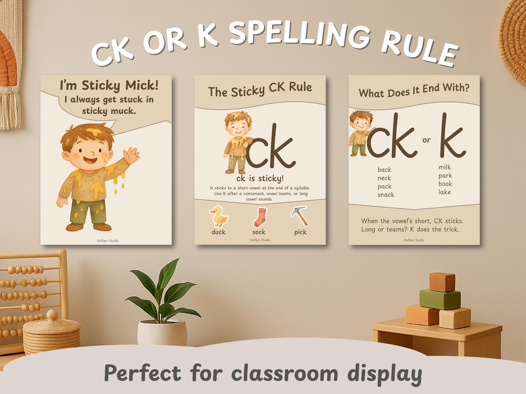 CK or K Spelling Rule Poster Classroom Display Digital Download Phonics ...