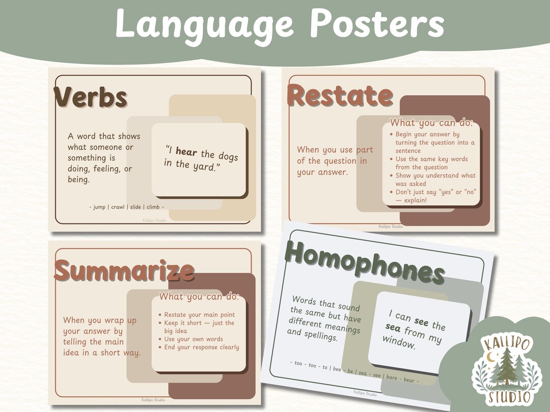 Parts of Speech Posters Grammar ELA Figurative Language Vocabulary ...