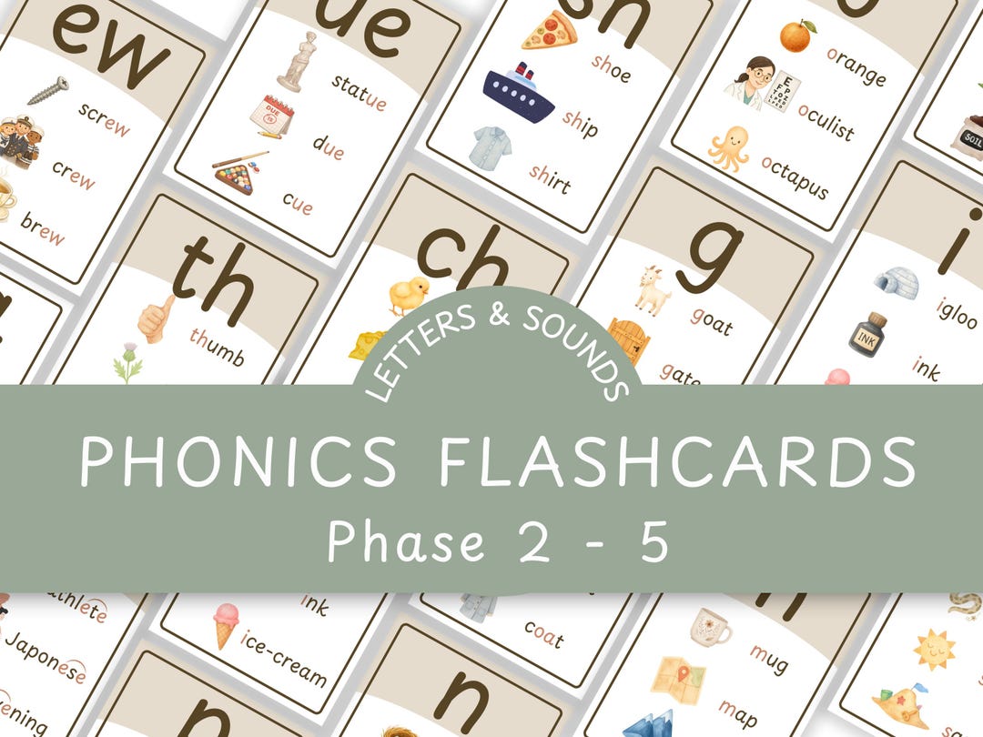 Phonics Flashcards Printable Letters and Sounds Phonics Cards Phase 2 3 ...