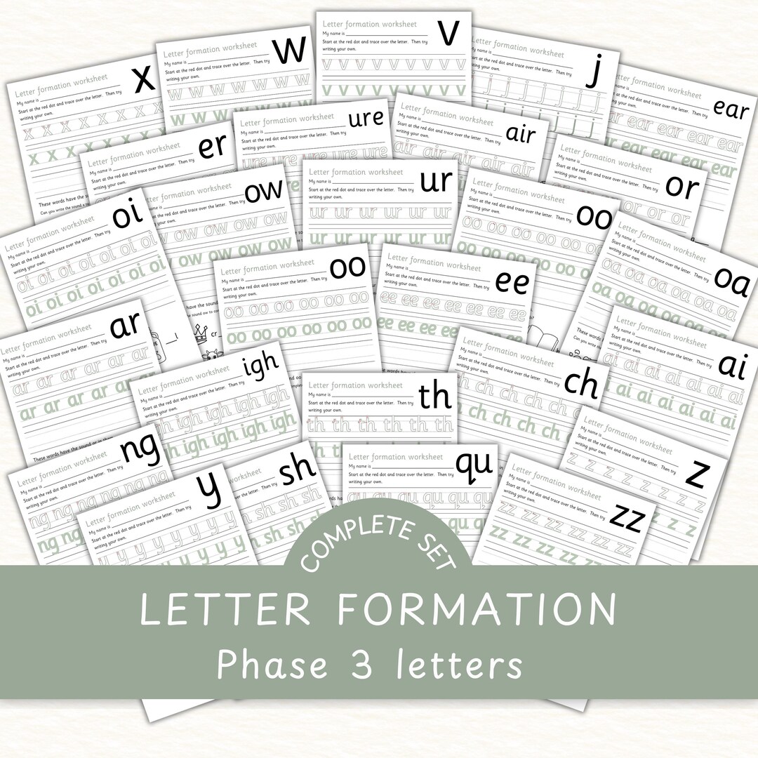 Letter Formation Worksheets for Synthetic Phonic Phase 3 Letter ...