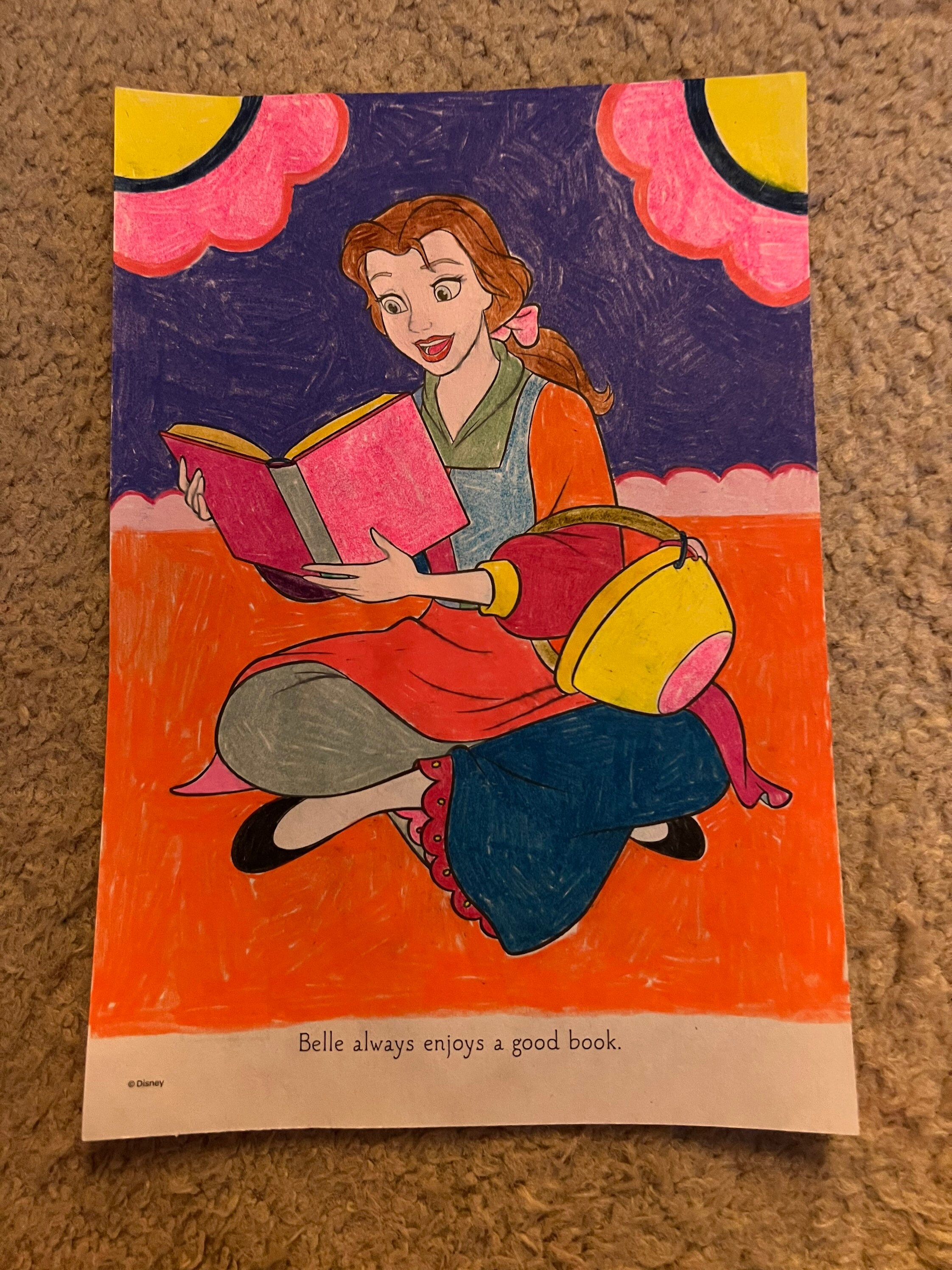 Disney Princess Belle Reading Coloring Pages