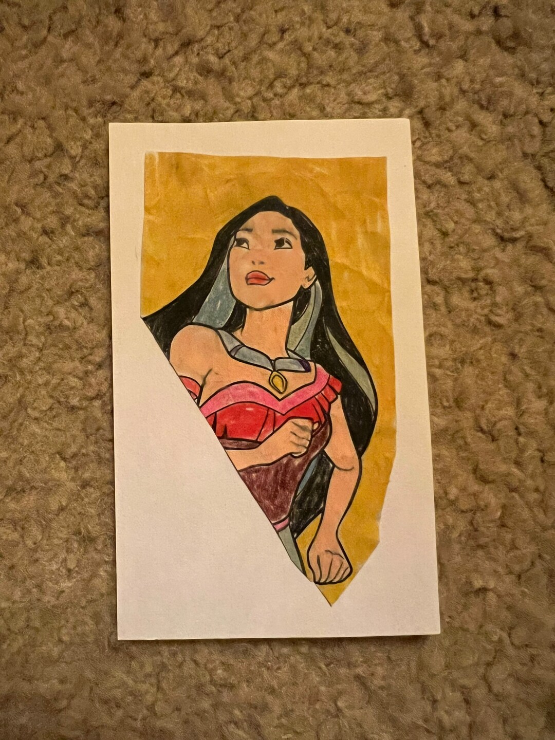 Disney Princess Pocahontas Hand Colored Cutout Coloring Page ...