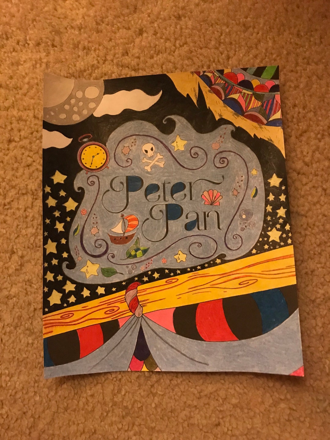 Peter Pan Title Hand Colored Illustration Wall Art From Peter Pan ...