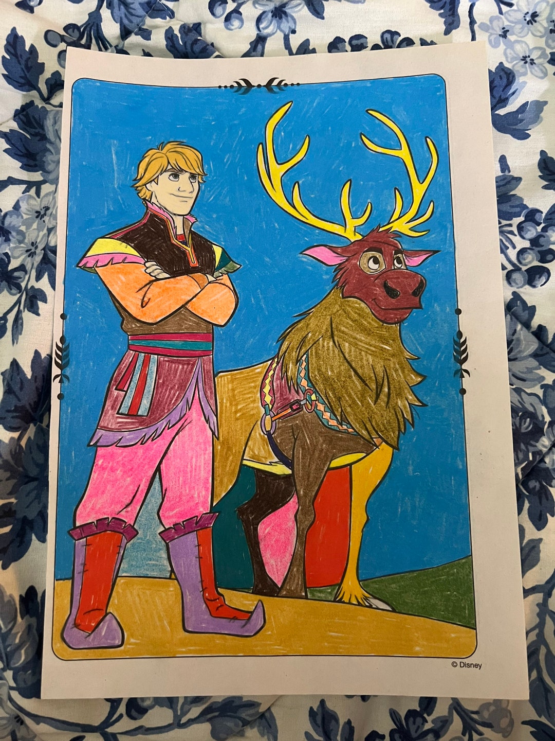 Frozen 2–kristoff and Sven Hand-colored Coloring Page Illustration Wall ...