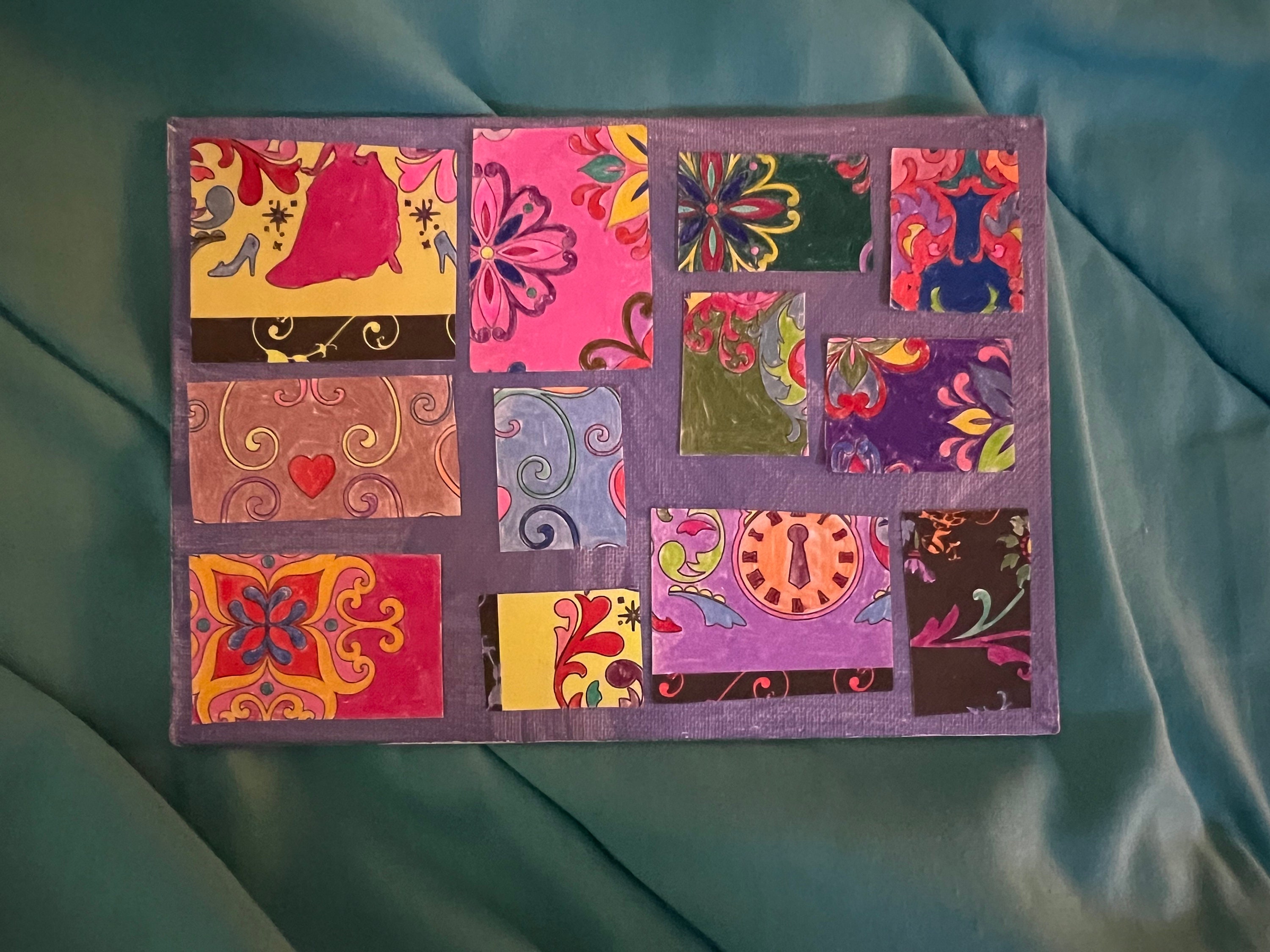 Disney Princess Art of Coloring Coloring Page Collage Art on Canvas ...