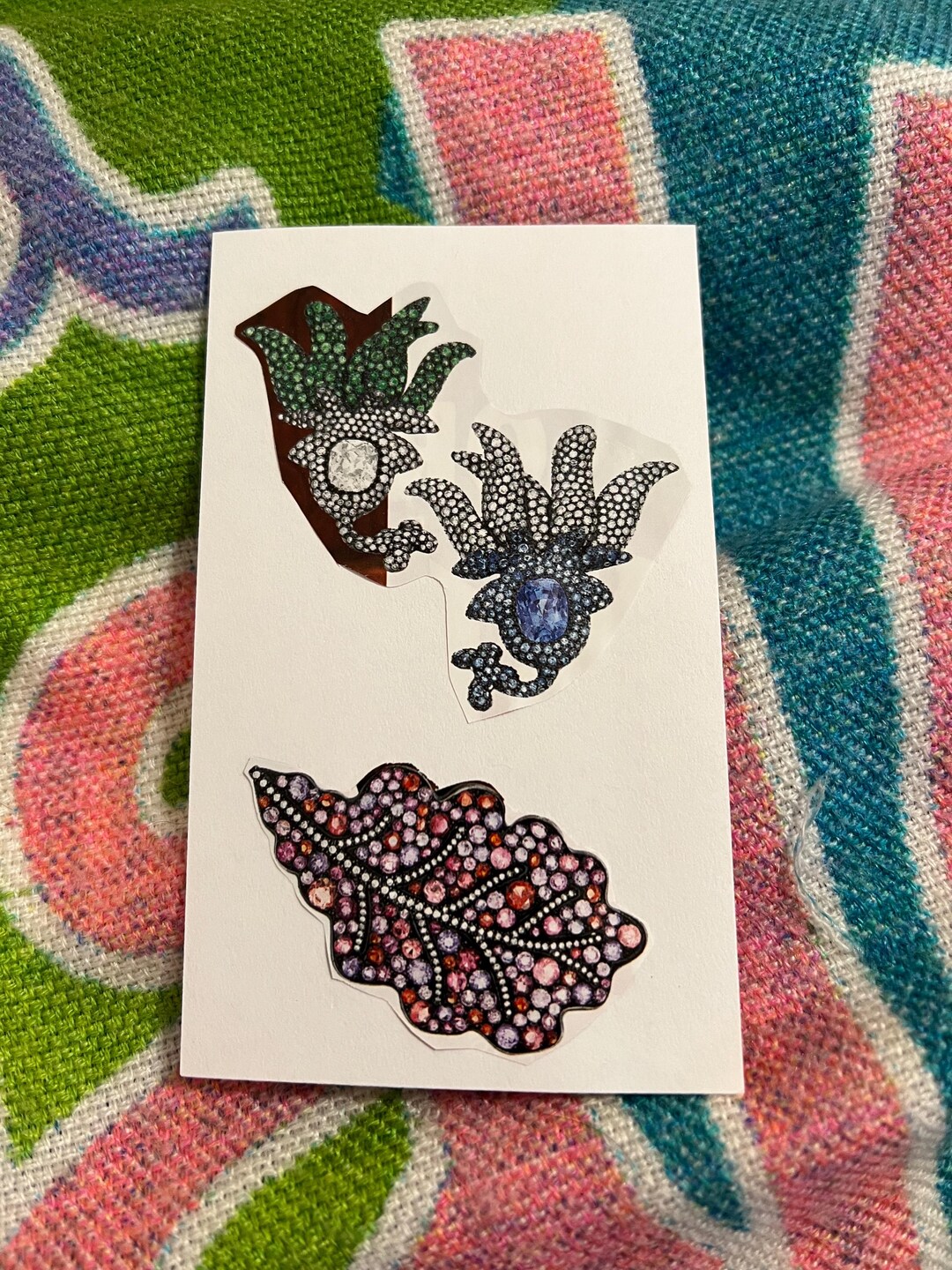 Jeweled Flowers and Leaf Cutout Collage Handmade Artist Trading Card - Etsy