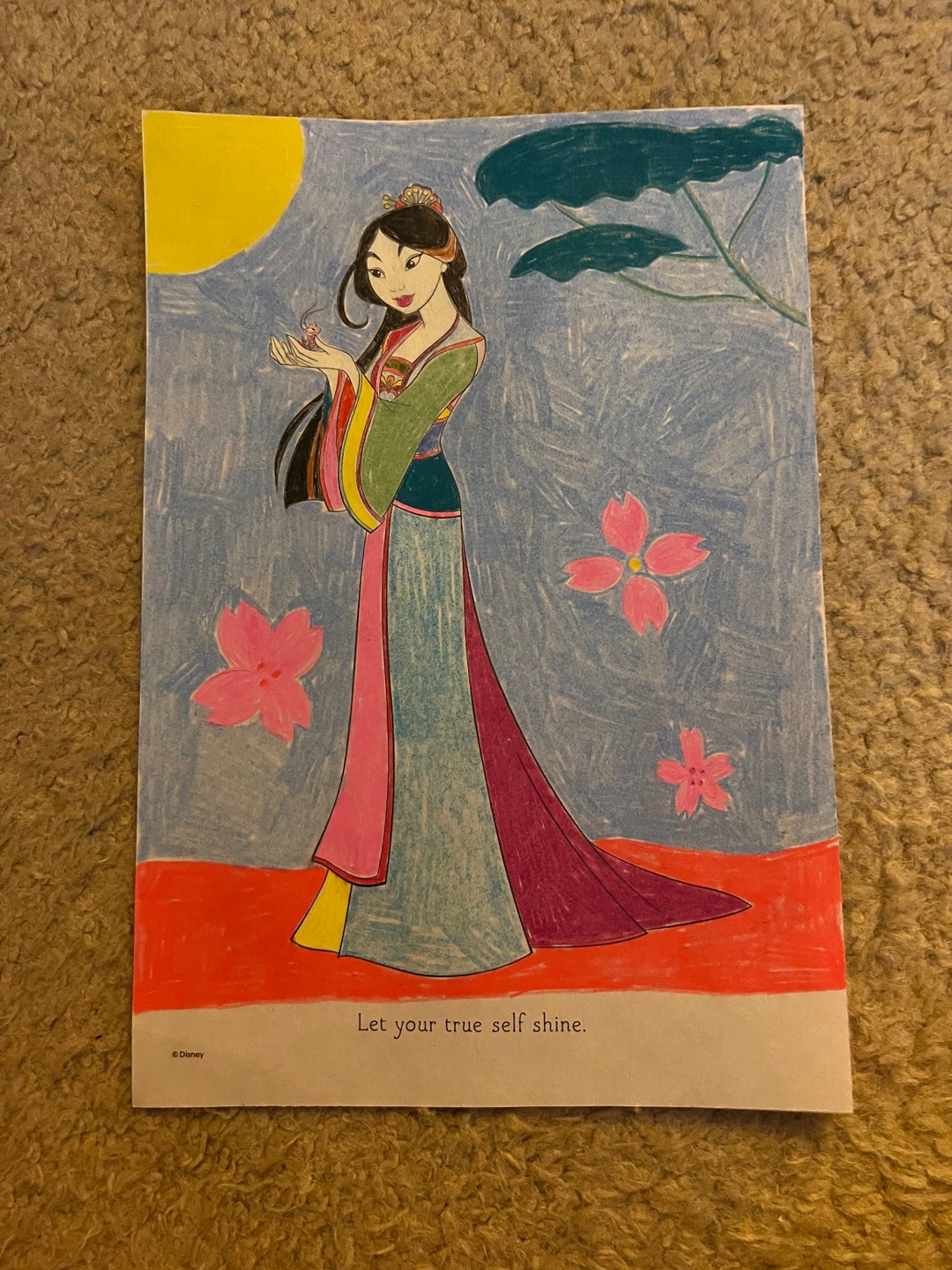 Disney Princess Mulan and Crickee Hand Colored Coloring Book ...