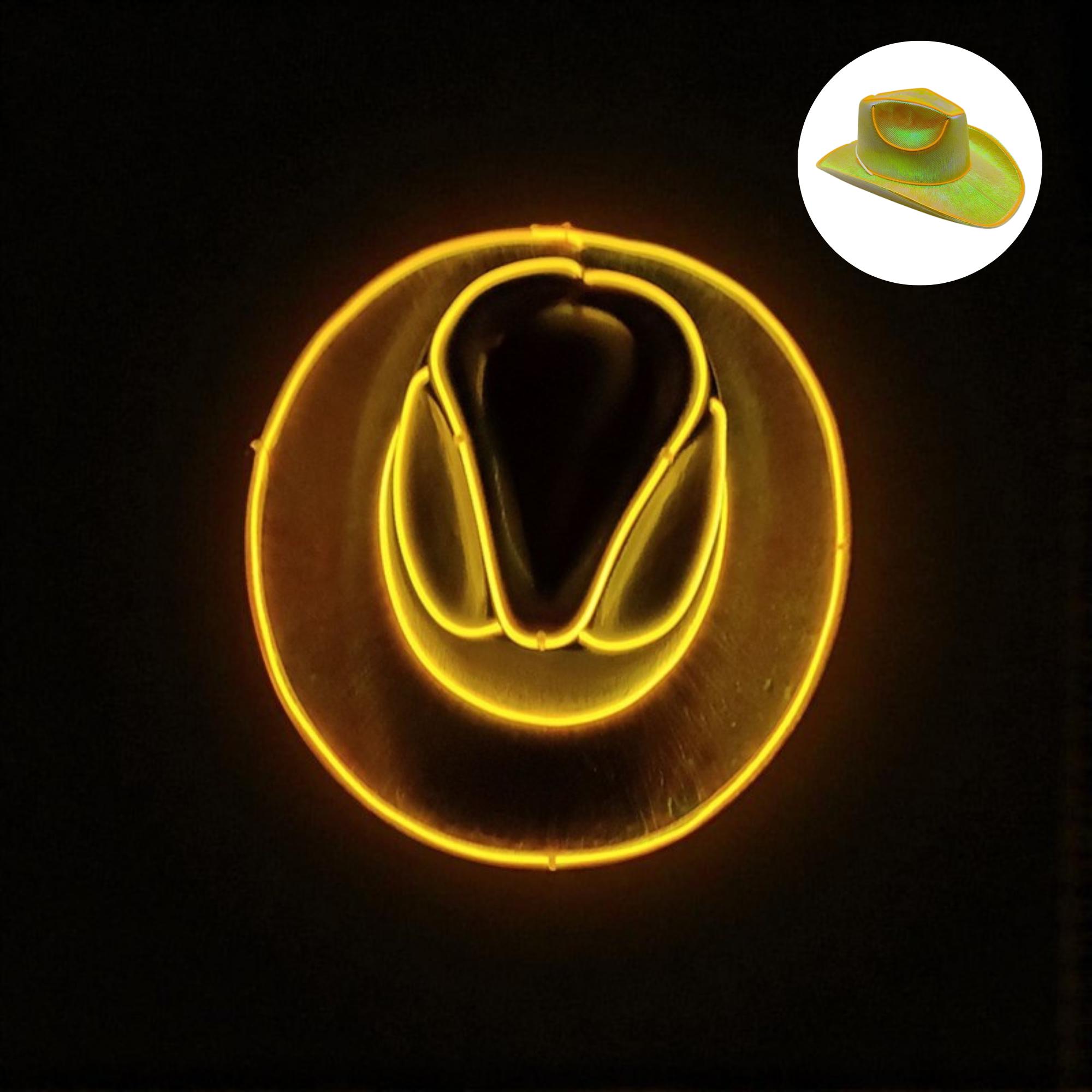 LED Light up Cowboy Hat, Glow in the Dark Hat, Rave Festival Costume ...