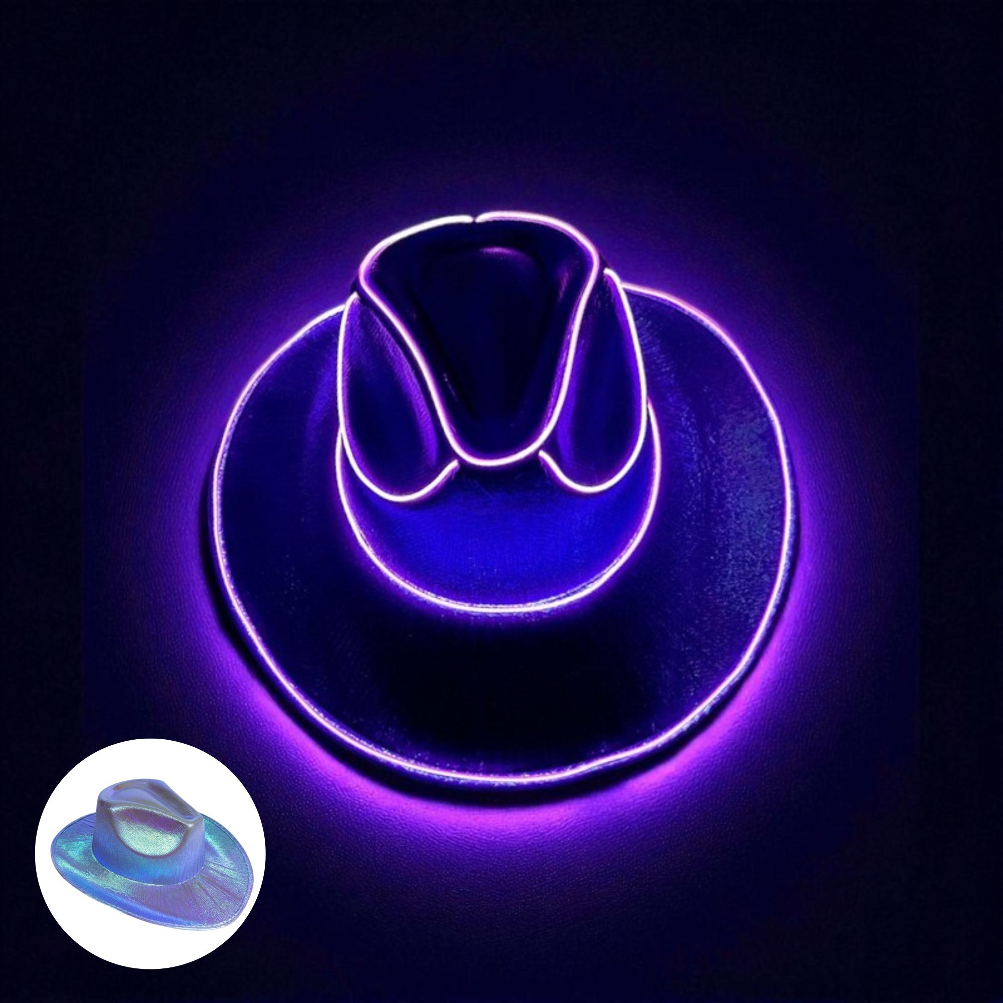 LED Light up Cowboy Hat, Glow in the Dark Hat, Rave Festival Costume ...