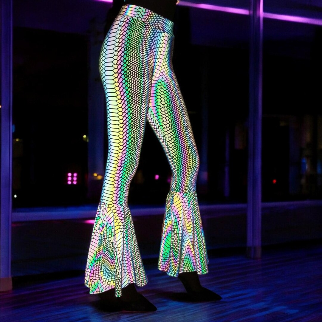 Reflective Fishtail Trousers, Glow in the Dark Outfit, Flared Trousers ...