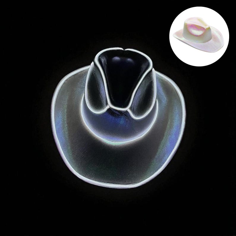 LED Light up Cowboy Hat, Glow in the Dark Hat, Rave Festival Costume ...