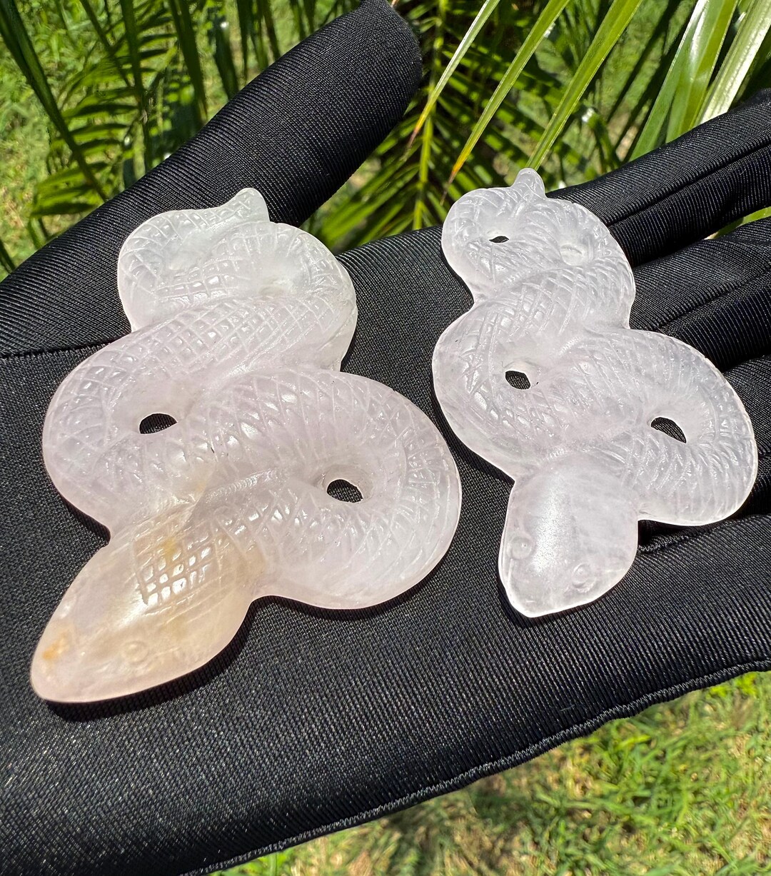 Rose Quartz Carved Snake | Hand Carved Crystal Serpent | Snake Spirit ...