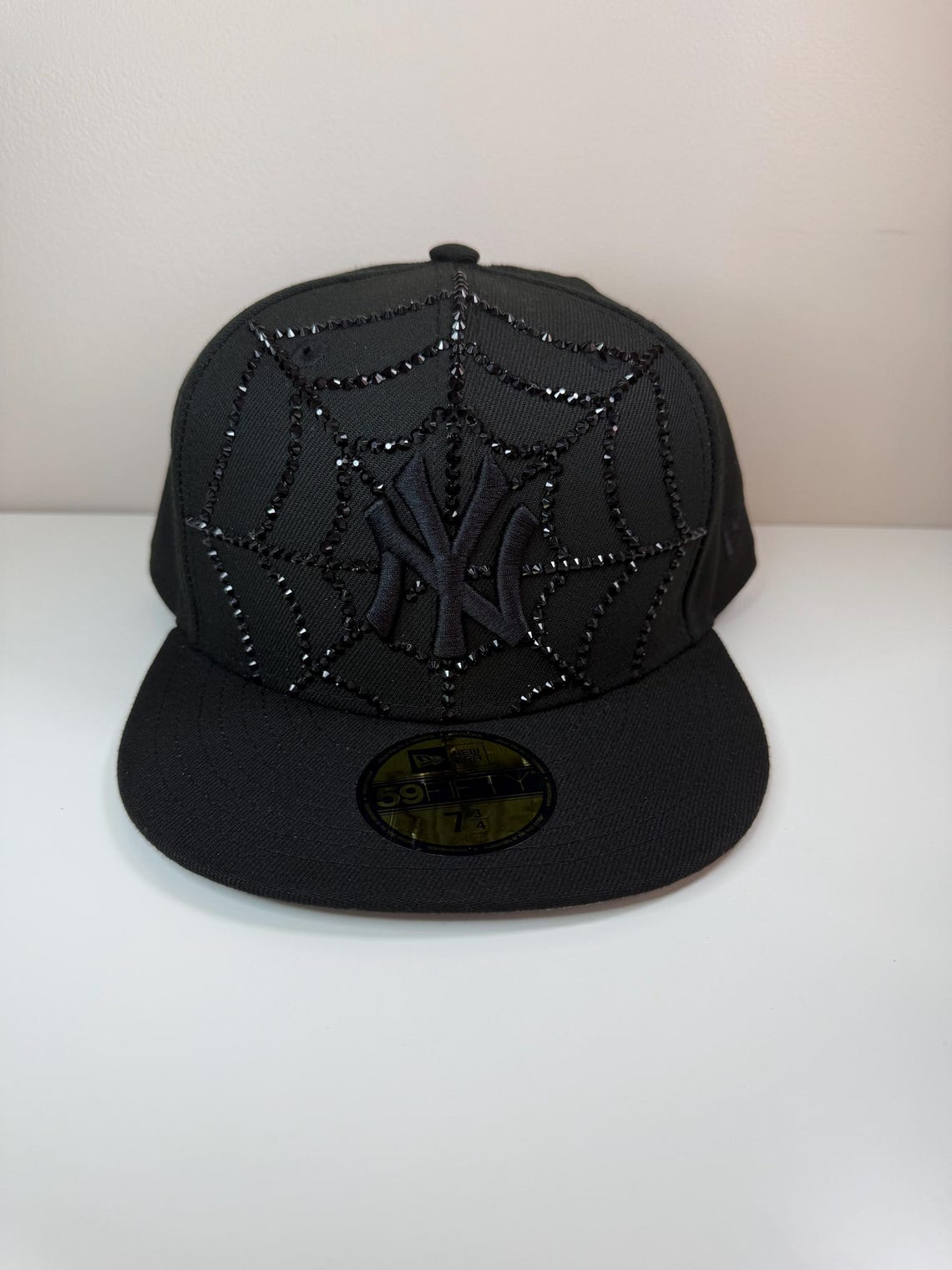 All Black Yankees Spider Web Hat - Etsy