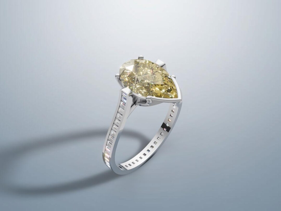 Ring - Fancy Vivid Yellow Lab Diamond Engagement 14 Karat Solid Gold ...