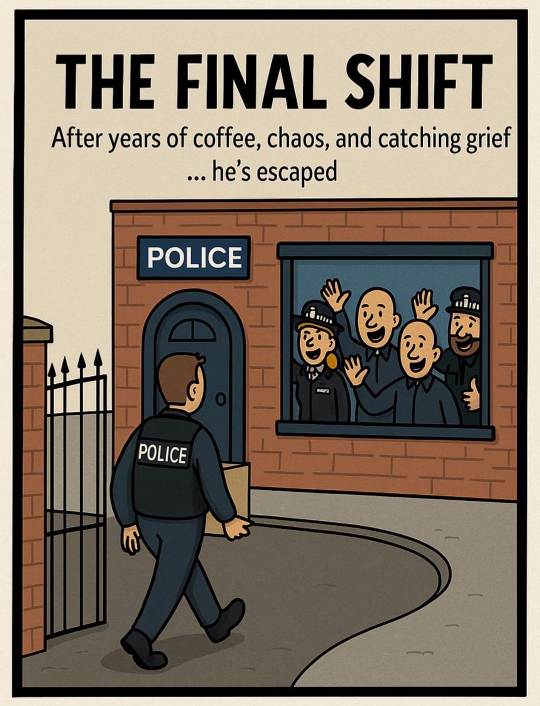 Funny Police Retirement Cartoon – Custom Digital Shift Gift – Leaver ...