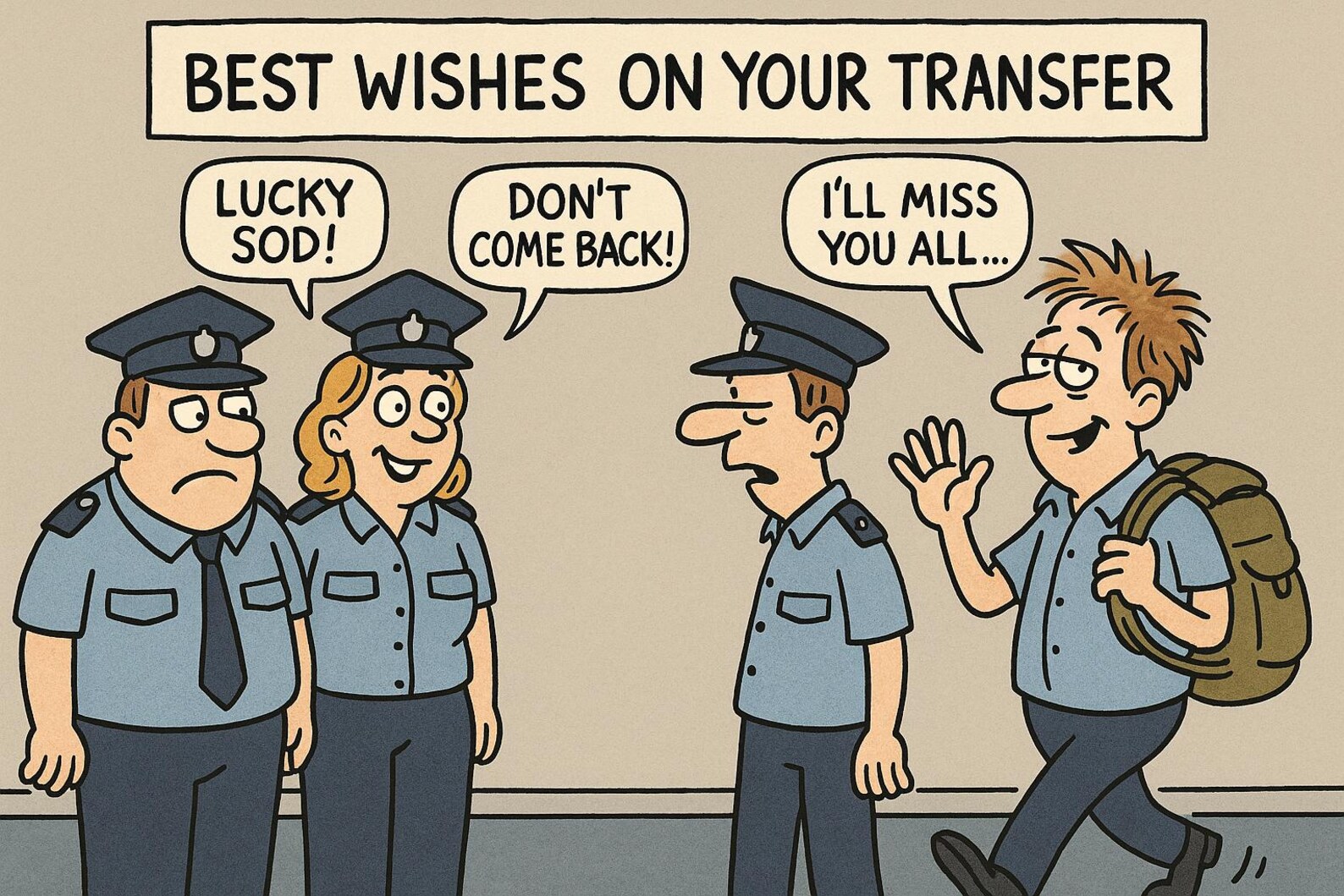 Funny Police Retirement Cartoon – Custom Digital Shift Gift – Leaver ...