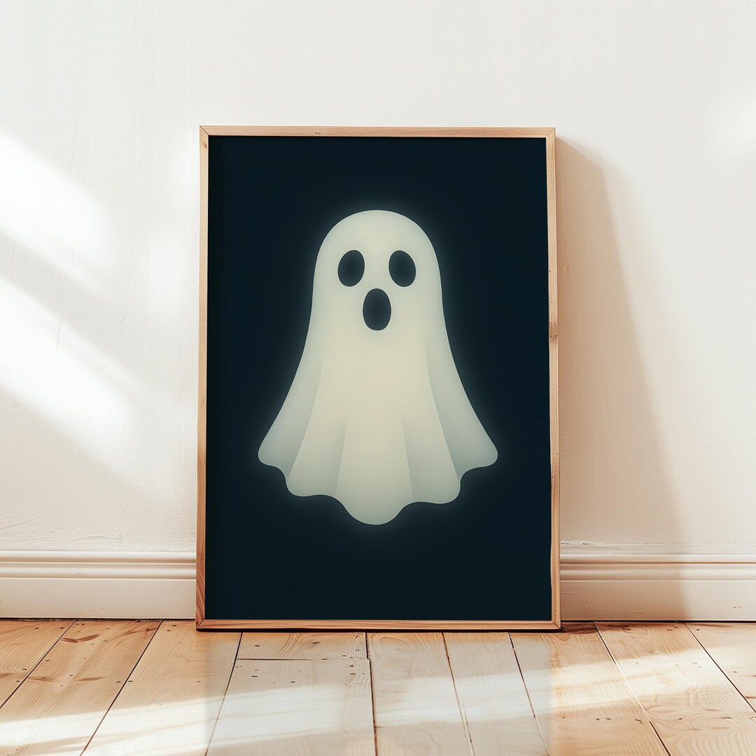 Minimalist Ghost Printable Poster | Cute Halloween Wall Art | Spooky ...