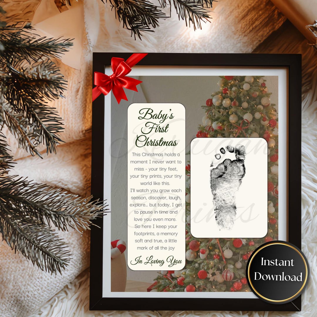 Baby’s First Christmas Print | Baby Footprint Template | Newborn ...
