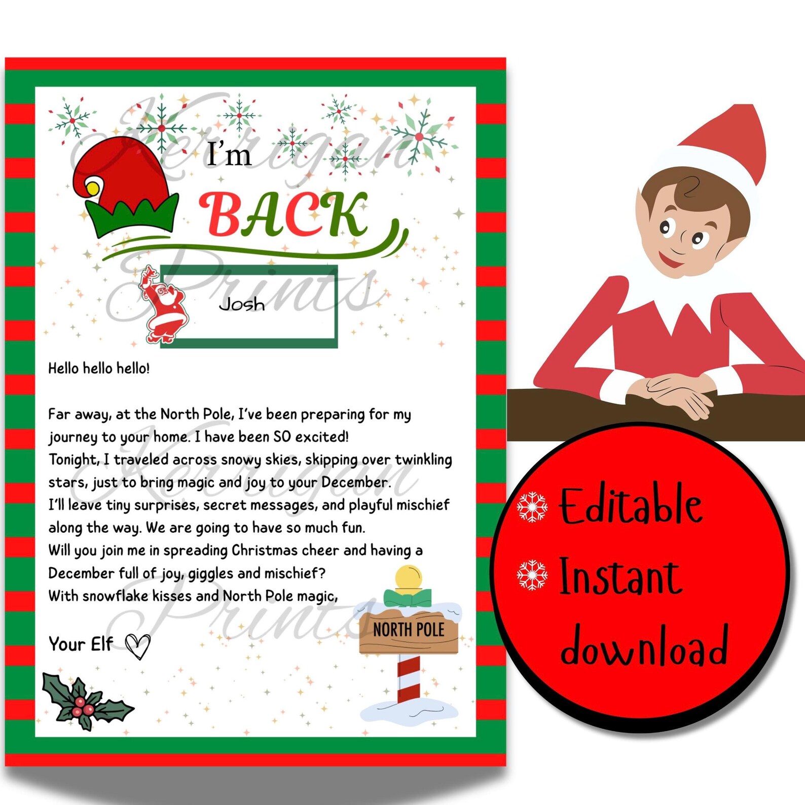 Editable Elf Arrival Letter | Personalized Christmas Note (digital ...