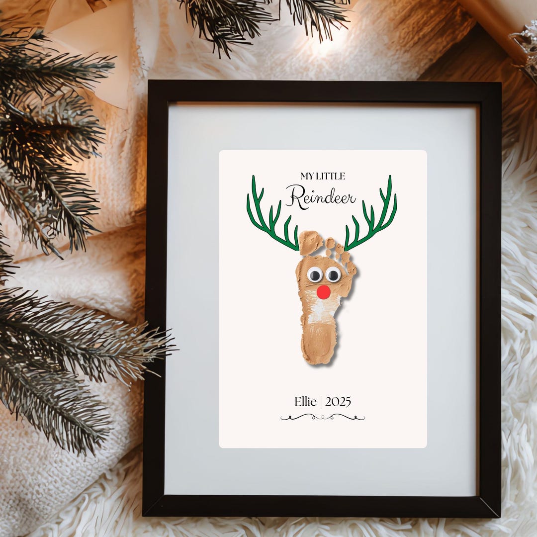 Little Reindeer Craft Baby | Printable Keepsake – Footprint Art for ...