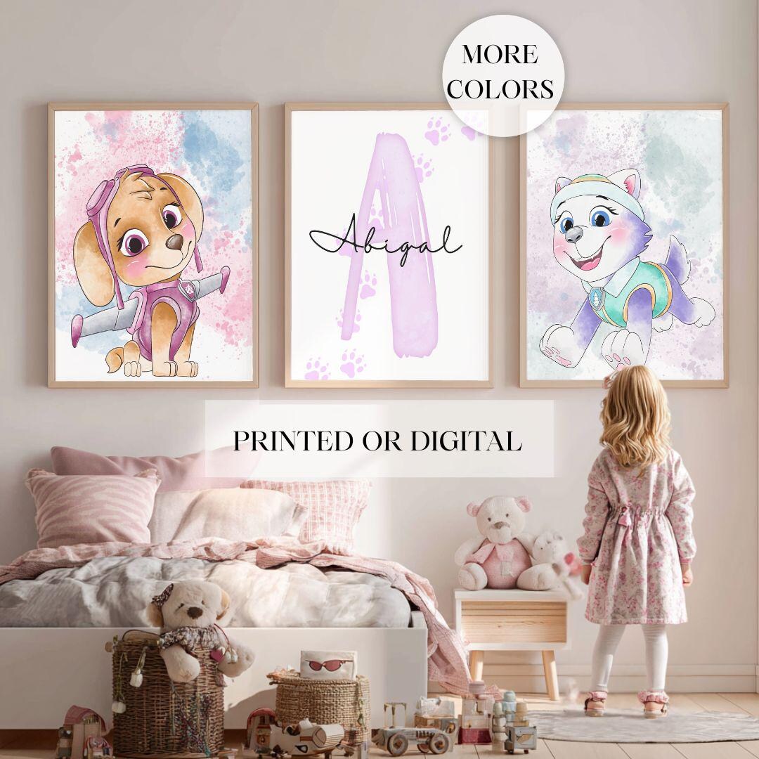 Paw Inspired Skye, Everest Watercolor Print Set, Nursery Name Decor ...