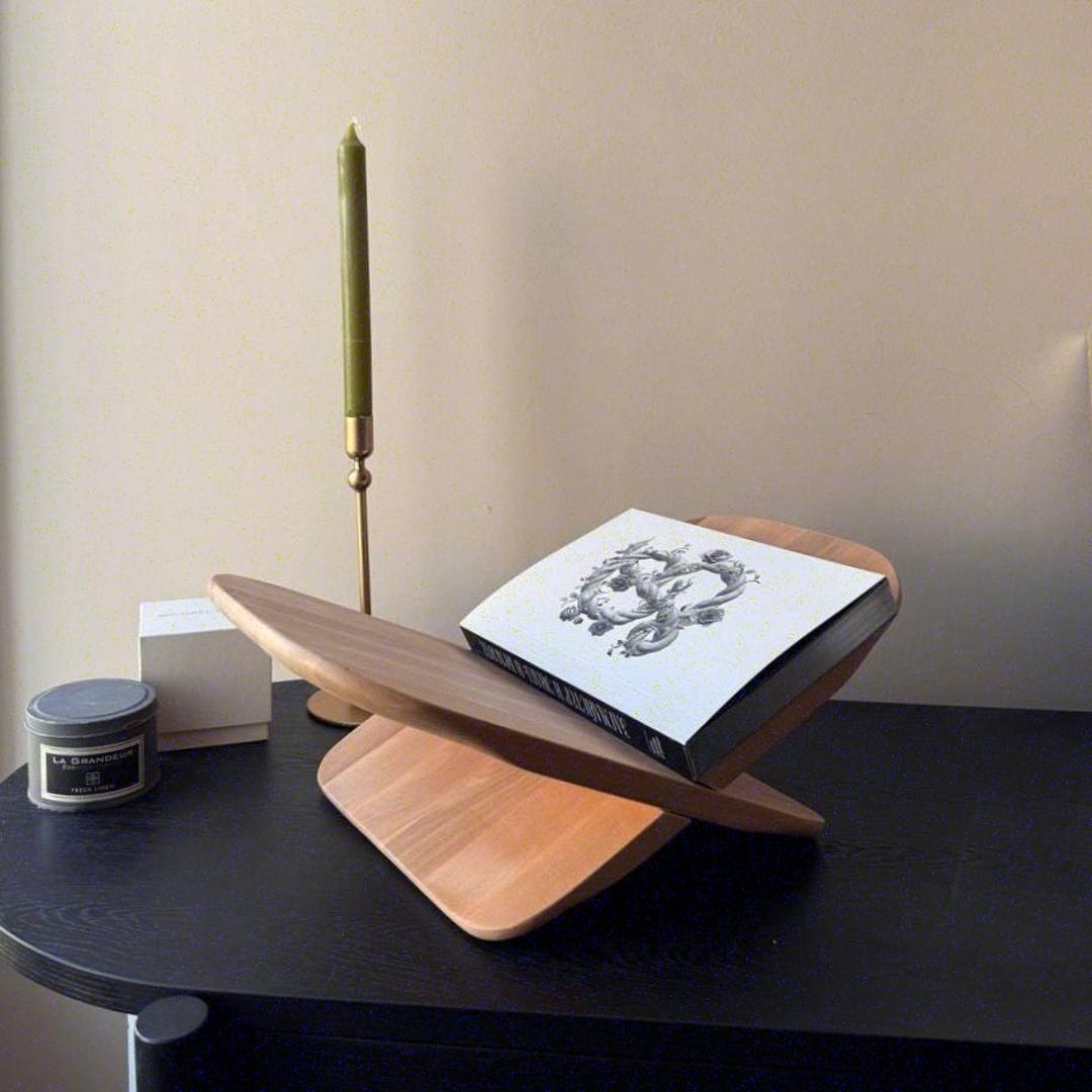 Handmade Wooden Book Stand: Minimalist Japandi Cookbook Display - Etsy