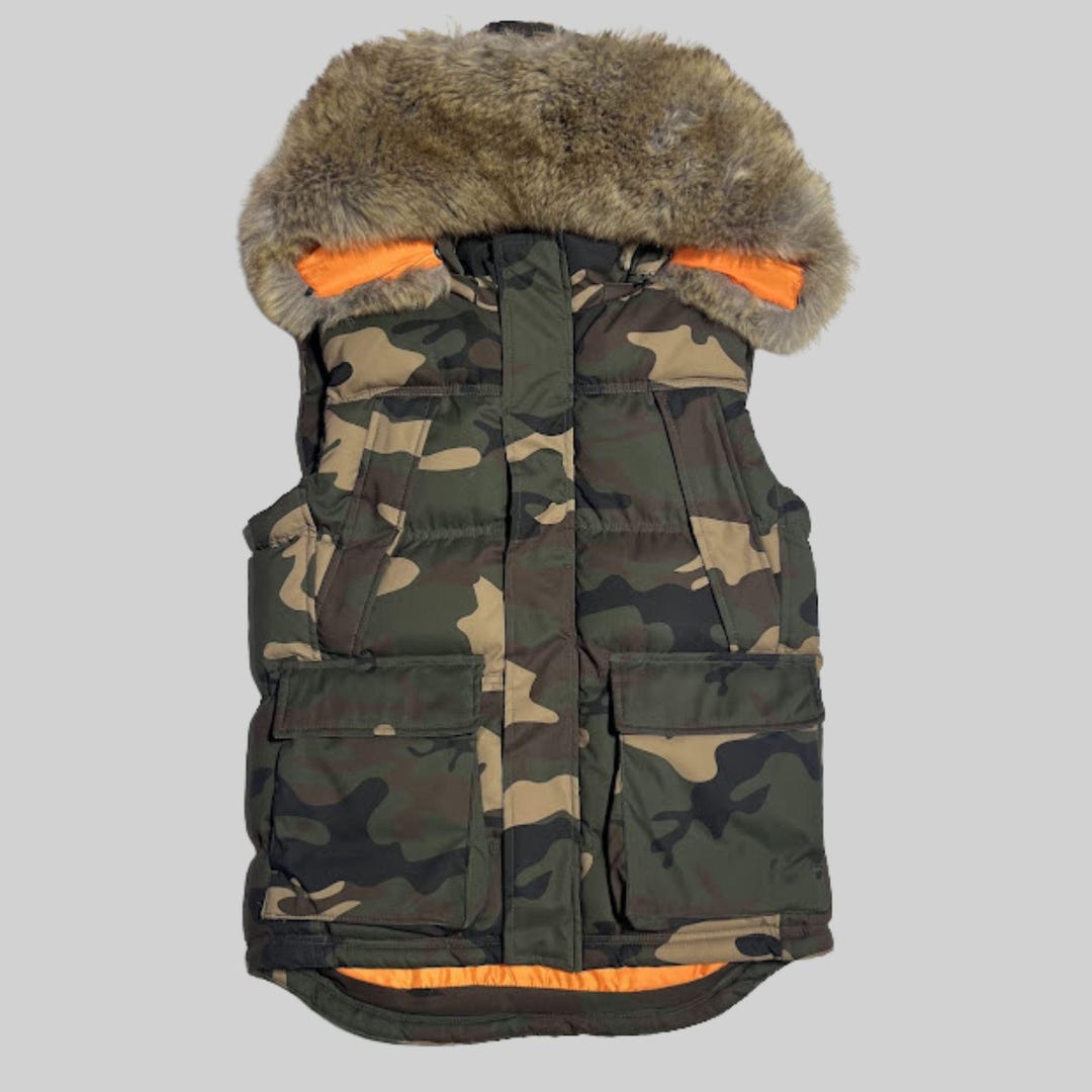 Camo Fur Lined Parka Vest: Military Style Hooded Winter Coat - Etsy