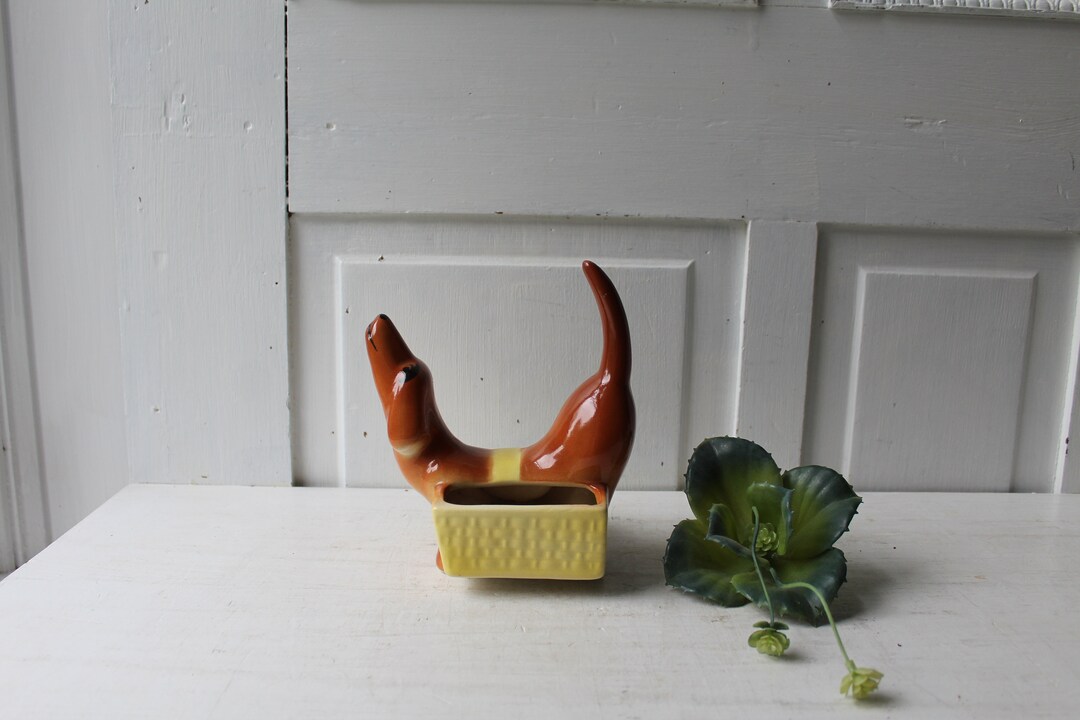 Vintage Weiner Dauschund Dog Sponge / Ring Holder - Small Ceramic Plant ...