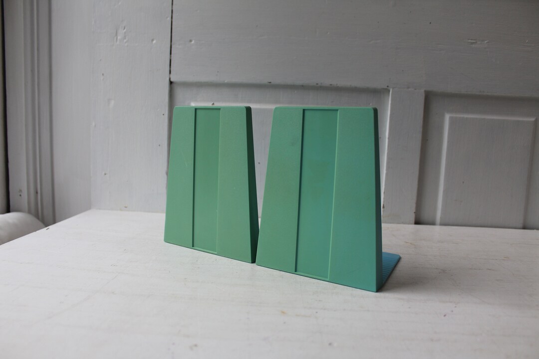 Pair Vintage Green Bookends - Demco - Plastic - Bookshelf Decor ...