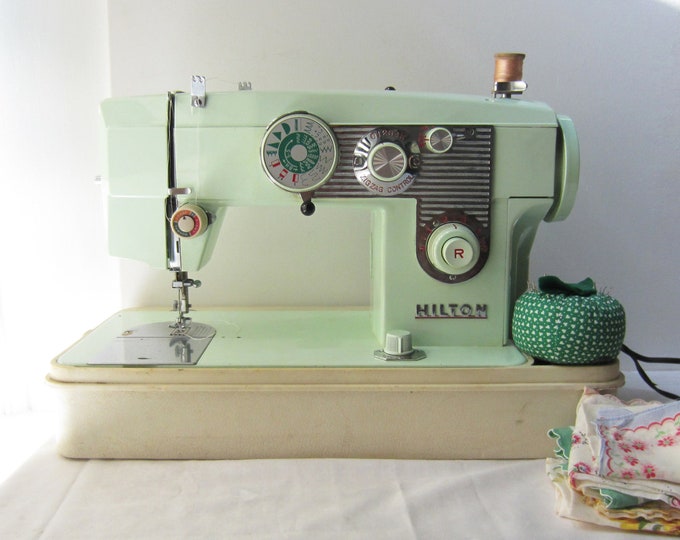 Vintage Green Hilton Sewing Machine Model 322 With Many Decorative ...