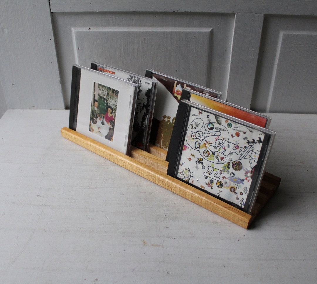 Vintage 90's CD Rack - Natural Wood CD Holder With Slots - 15" X 4 1/4 ...