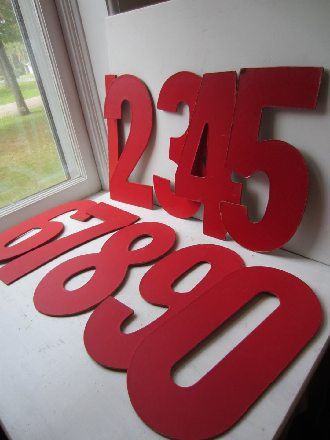 ONE Vintage Number 1 One OR Zero 0 Large 13 Red Bowling Alley Numbers ...