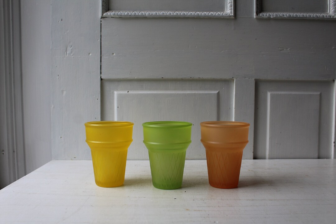 Vintage Libbey Ice Cream Cone Glasses - Colorful Drink Barware Set - Etsy