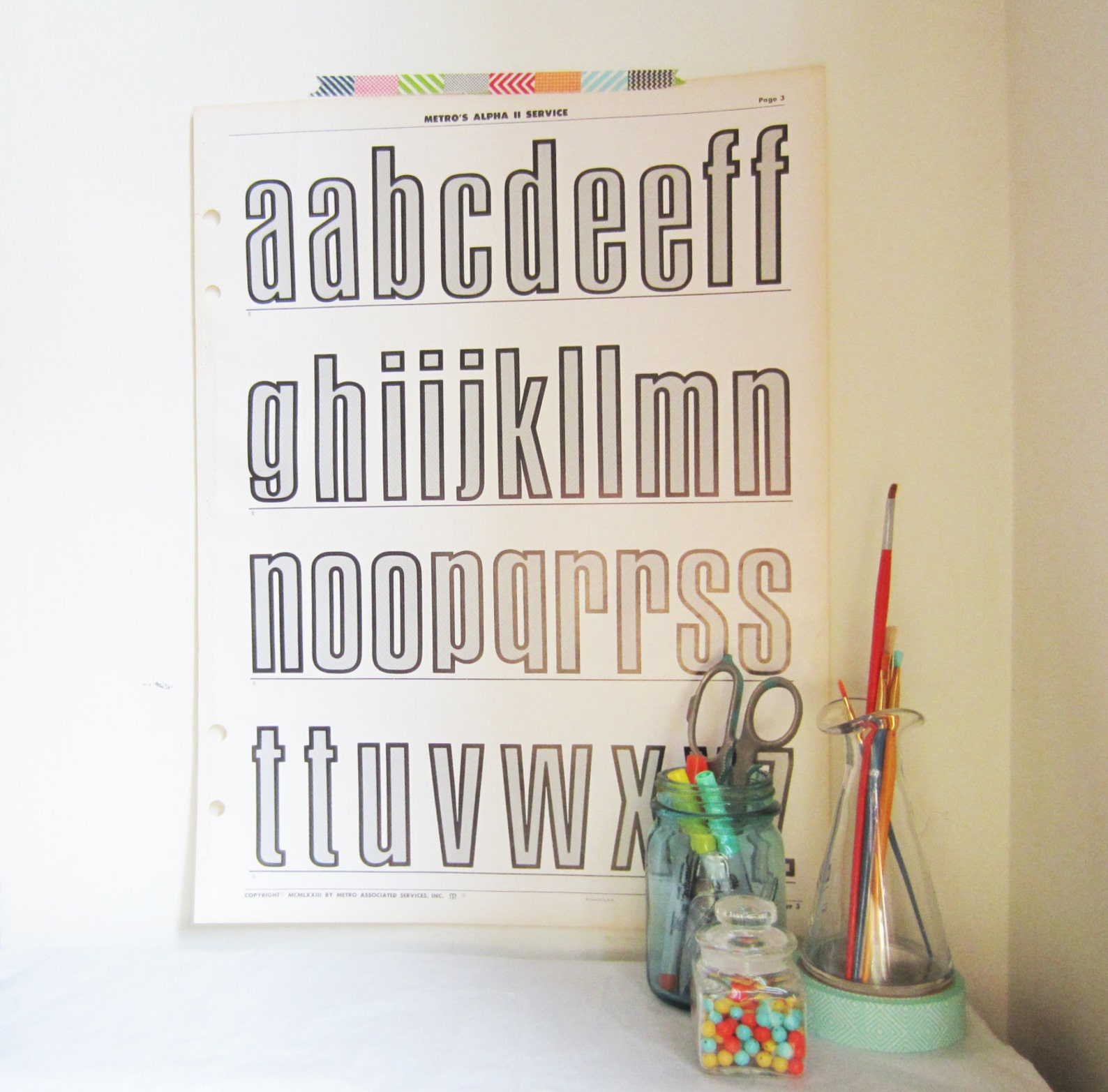 Large Typography Poster Vintage Lowercase Outlined Alphabet - Etsy