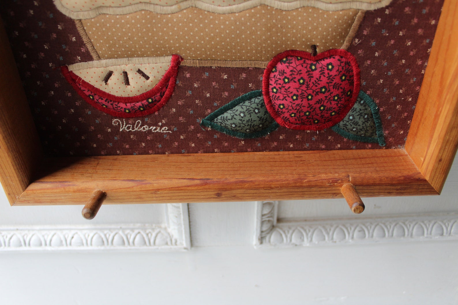 Vintage Quilted Pie Wall Decor With Hooks Key Rack Apron | Etsy