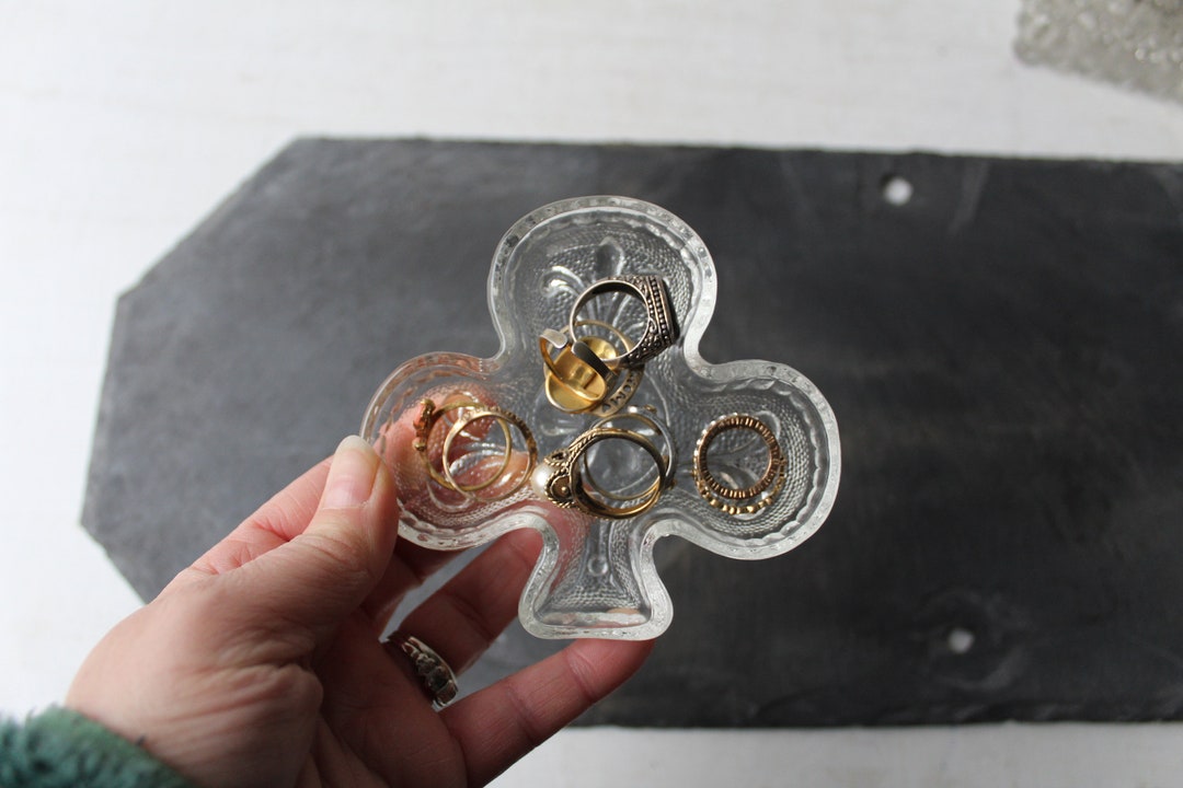 Clover Shaped Dish - Clear Glass - Trinket Tray - Ring Dish - Candy ...