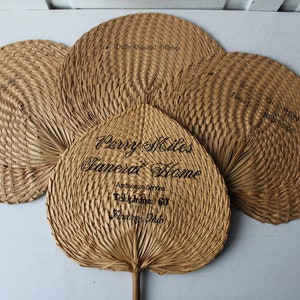 4 Vintage Rattan Hand Fans Ambulance Service Funeral Home Advertising ...