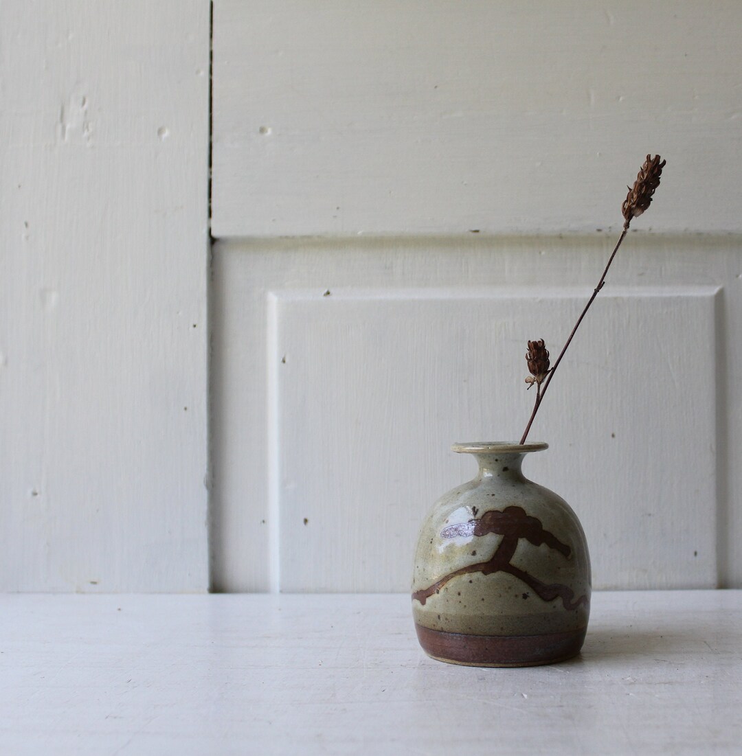 Stoneware Vase Glazed Tree Design Signed Studio Pottery 3 1/2 Tall - Etsy