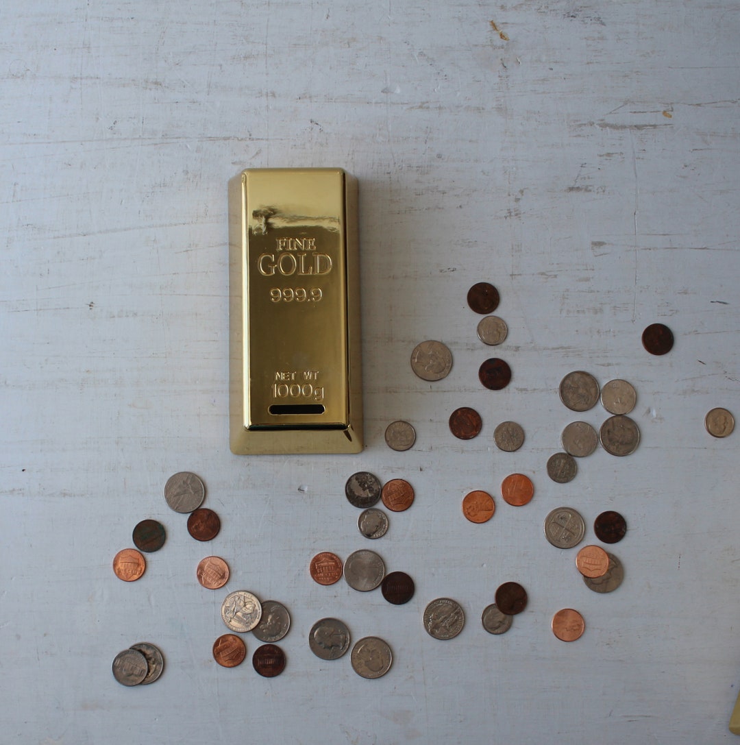 ONE Vintage Coin Bank Bullion Gold Bar Plastic Savings Bank for ...