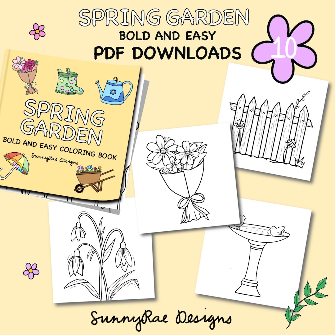 Spring Garden Coloring Pages | Set One 10 Pages | Instant Download ...