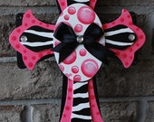 Items similar to Custom Hand Painted Pink Zebra Cross on Etsy