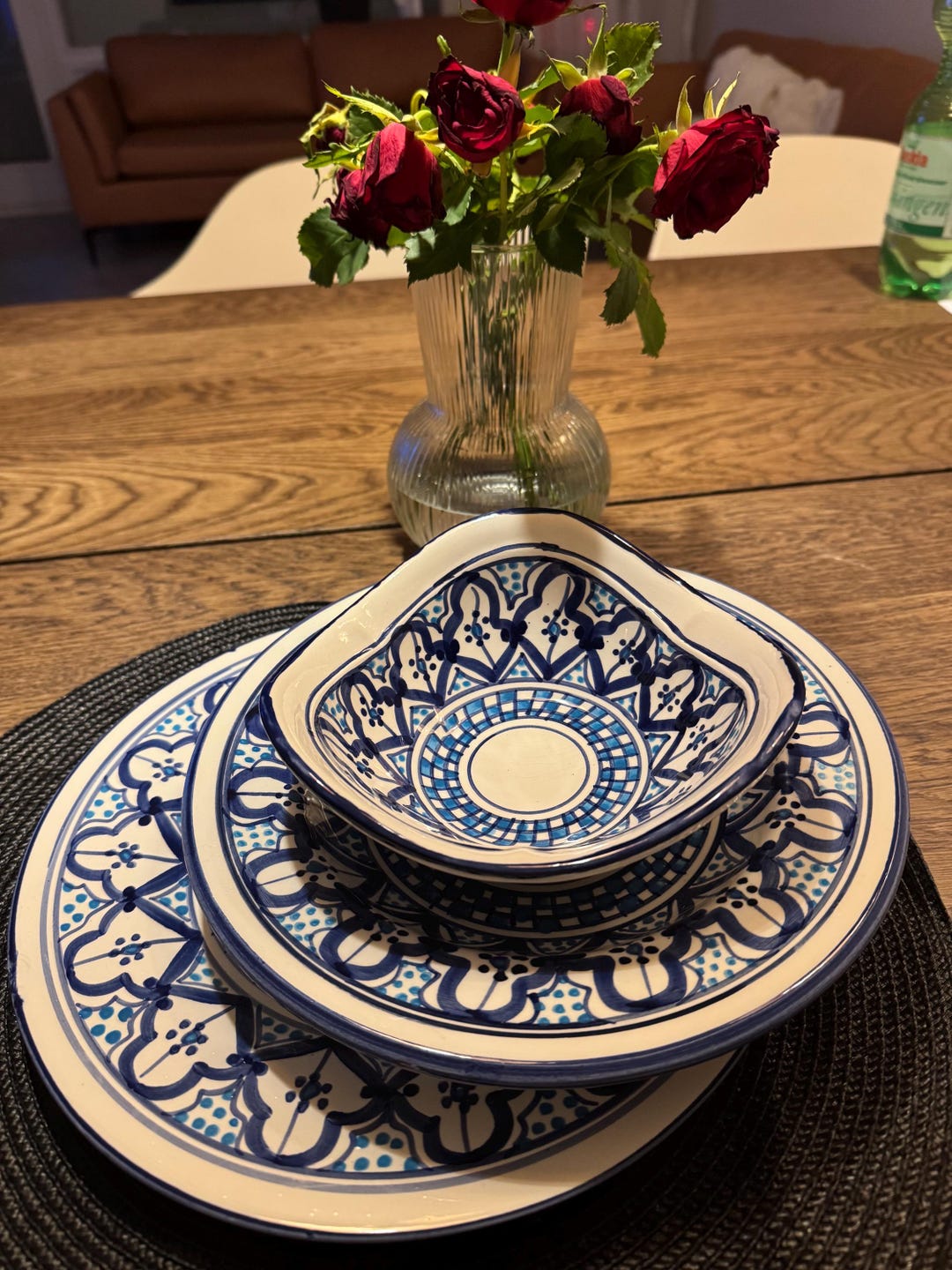 3 Hand-painted Trafitional Style Ceramic Dinnerware Pieces – Blue ...