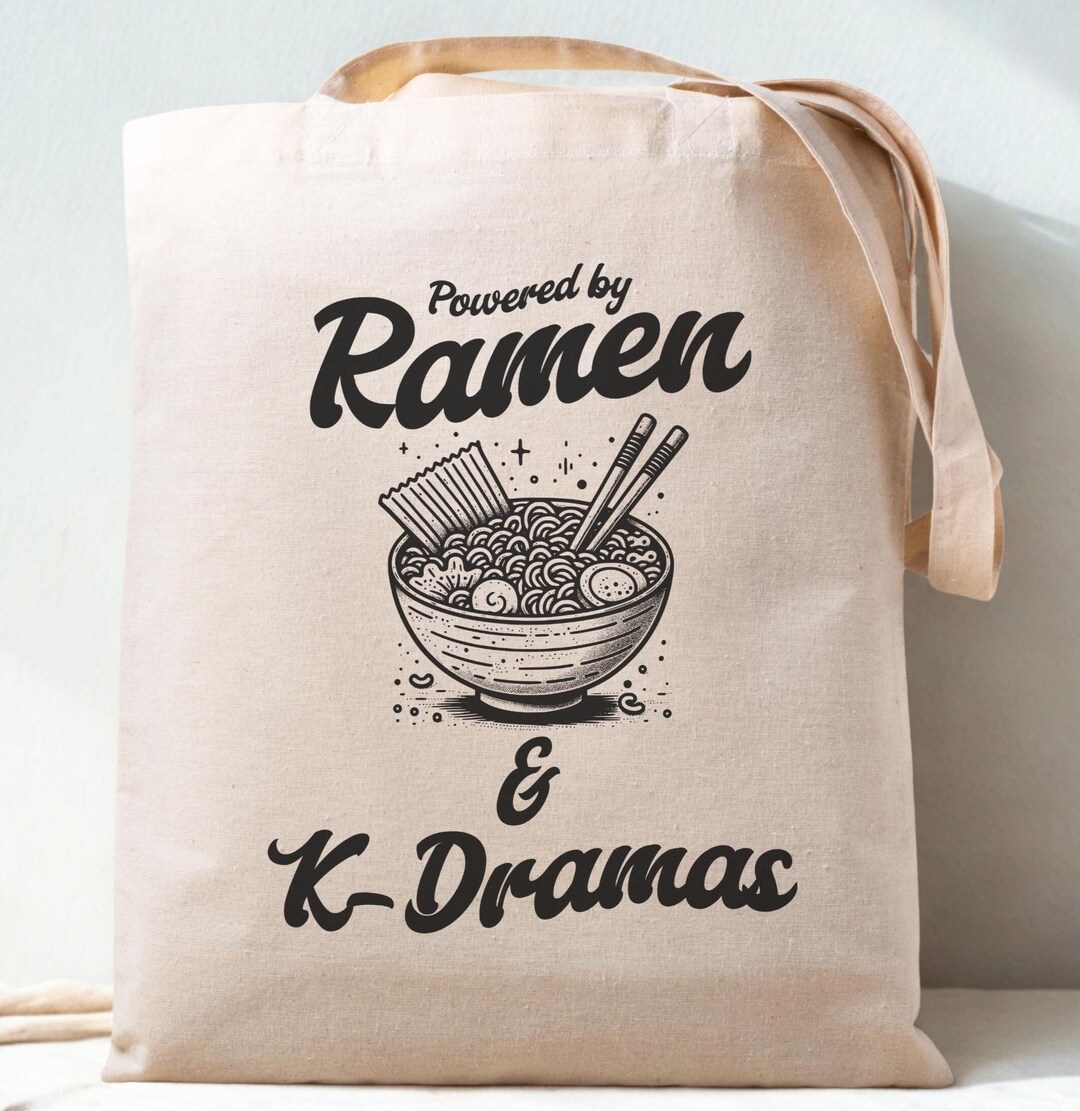 K-drama & Ramen Tote Bag | Powered by Ramen in Black | Korean Drama ...