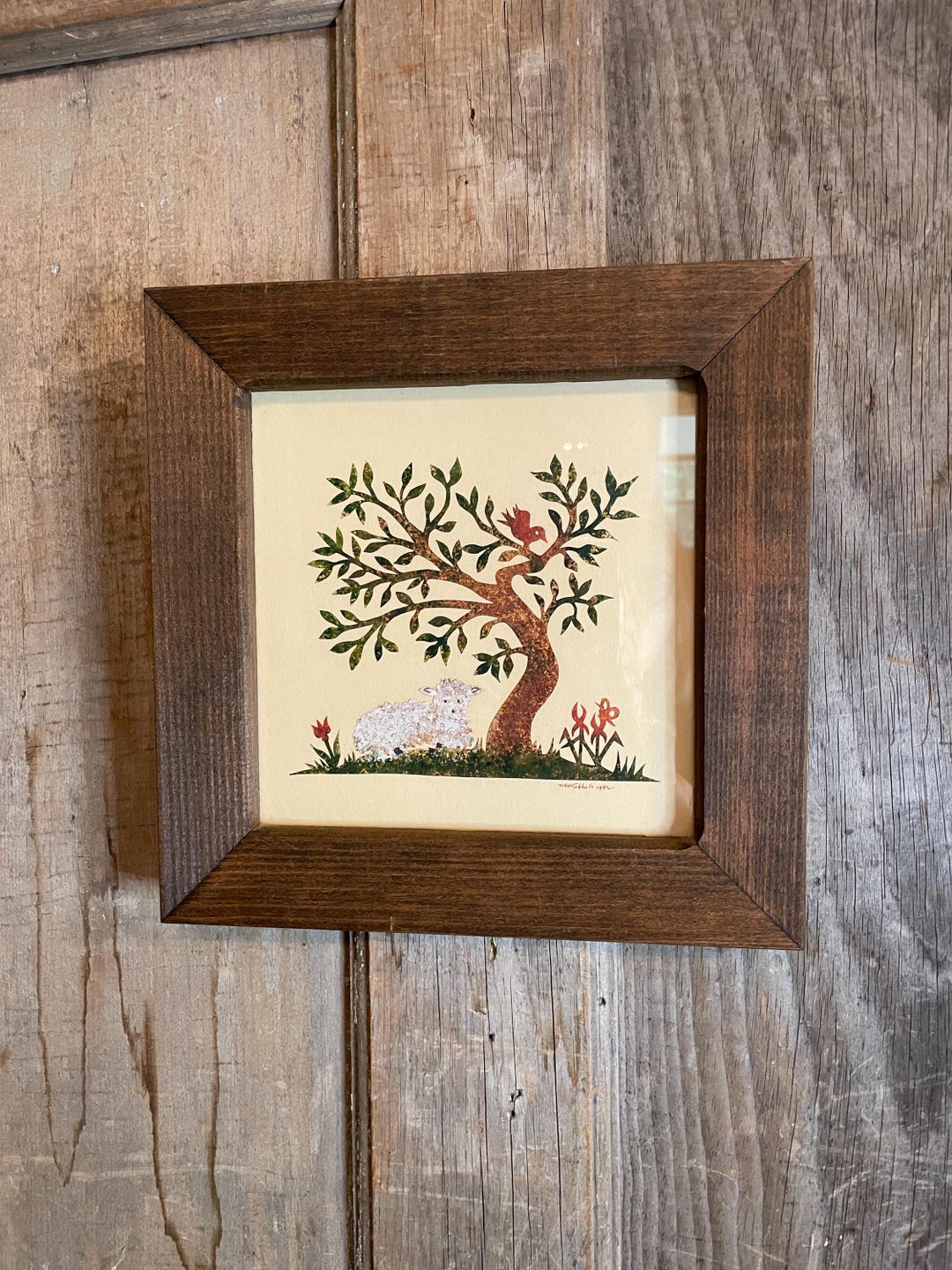Vintage Framed Scherenschnitte Framed Paper Cutting of Lamb in a Garden ...