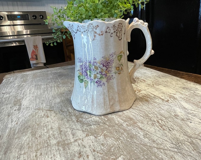 Antique Ceramic Lilacs Transferware Pitcher C. 1910's Lilacs and Orange ...