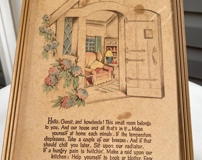 Vintage Framed Poem Motto for Guest, 1930's in Original Wooden Frame ...